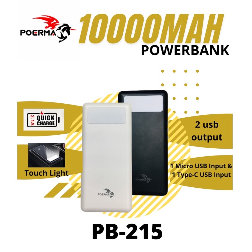 10000mAh Full Capacity Powerbank POERMA POWERBANK PB-215 Ready Stock in ...