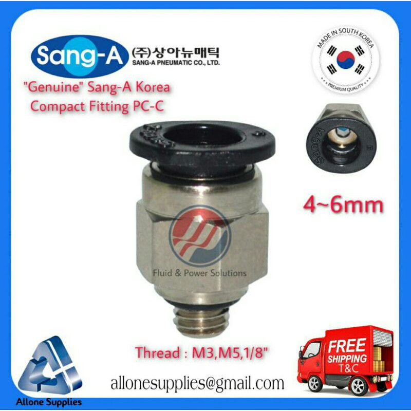 Sang-A GPC-C Series Compact Male Straight Connector Tube: 4,6mm "Made ...