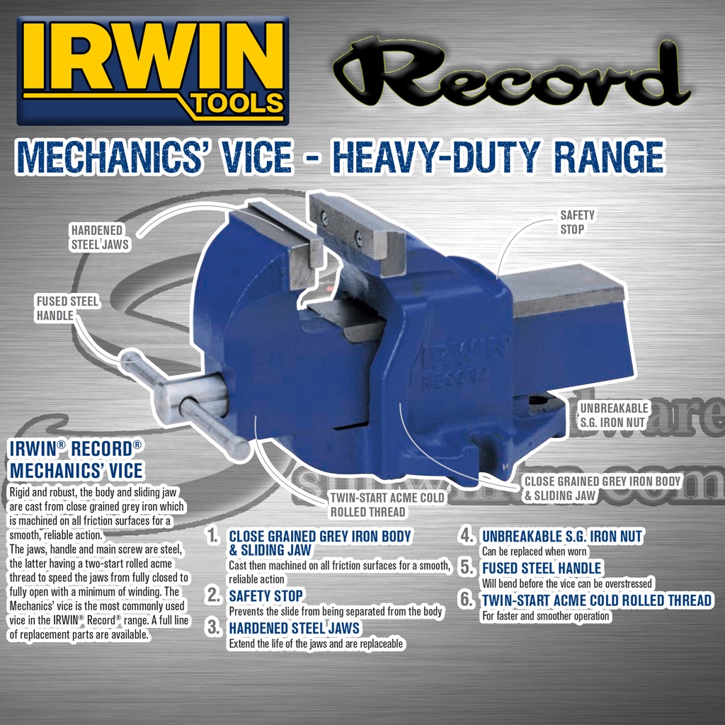 Irwin 4 inch / 100mm Record Heavy Duty Mechanics Vices Vice Vise #T3 #3 ...