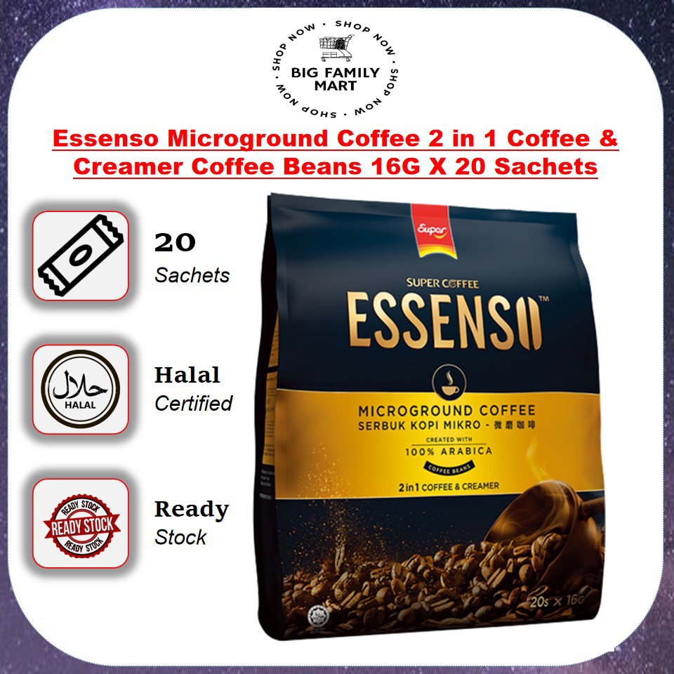 Essenso Microground Coffee 2 in 1 Coffee & Creamer Coffee Beans 16G X ...