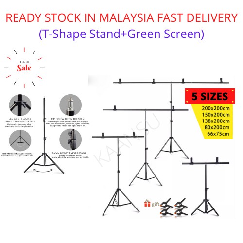 Malaysia Stock T Shape Background Stand + Free Clip Adjustable ...