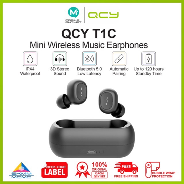 QCY T1C TWS Earbuds IPX4 Waterproof (Original QCY) | Shopee Malaysia
