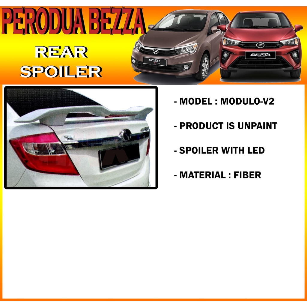 PERODUA BEZZA 2016-2022 REAR TRUNK SPOILER DUCKTAIL GLASS SPOILER (GEAR ...