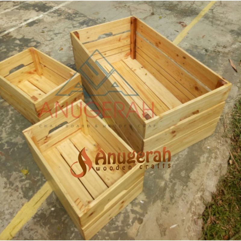 KAYU 50x40x30cm LARGE Wooden BOX, Wooden Craft Anugerah, large Wooden ...