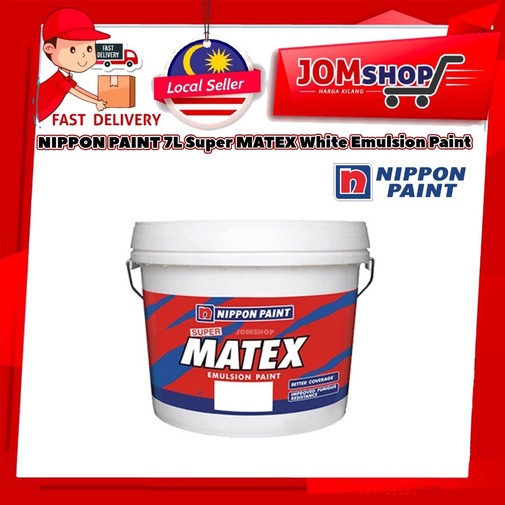 7L NIPPON PAINT Super Matex Emulsion Paints Ceiling DindingWhite Series ...