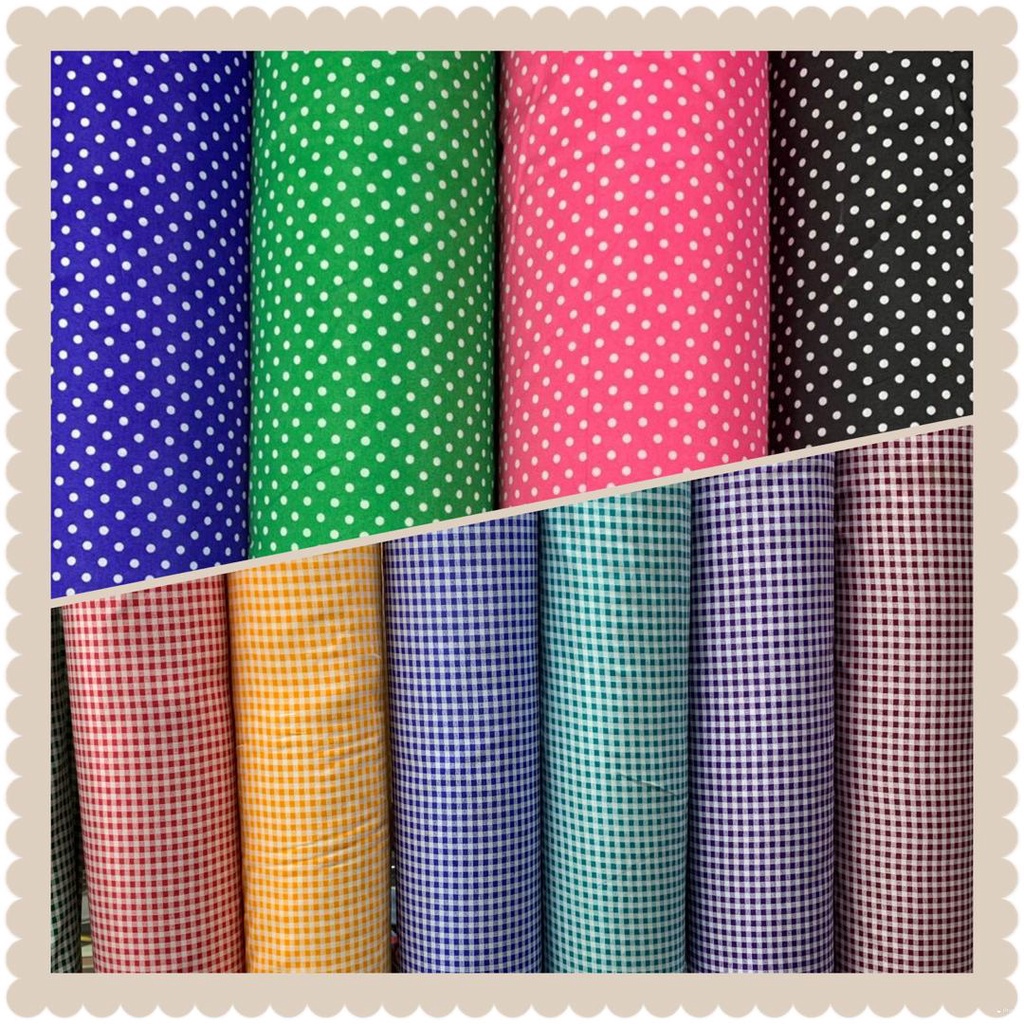 (CLEAR STOCK) TETRON COTTON (COTTON + POLYSTER) BIDANG 45" POLKADOT ...