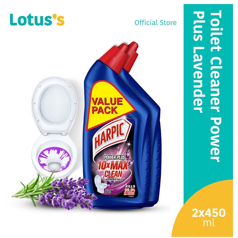 Harpic Powerplus Disinfectant Toilet Cleaner - Lavender (450ml x 2) | Shopee Malaysia