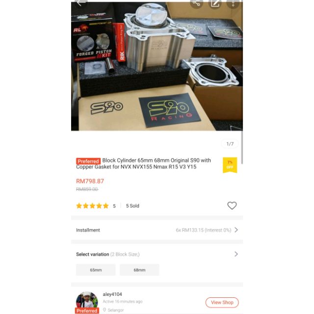 Block Cylinder 65mm 68mm 100% Original S90 with Copper Gasket for NVX ...