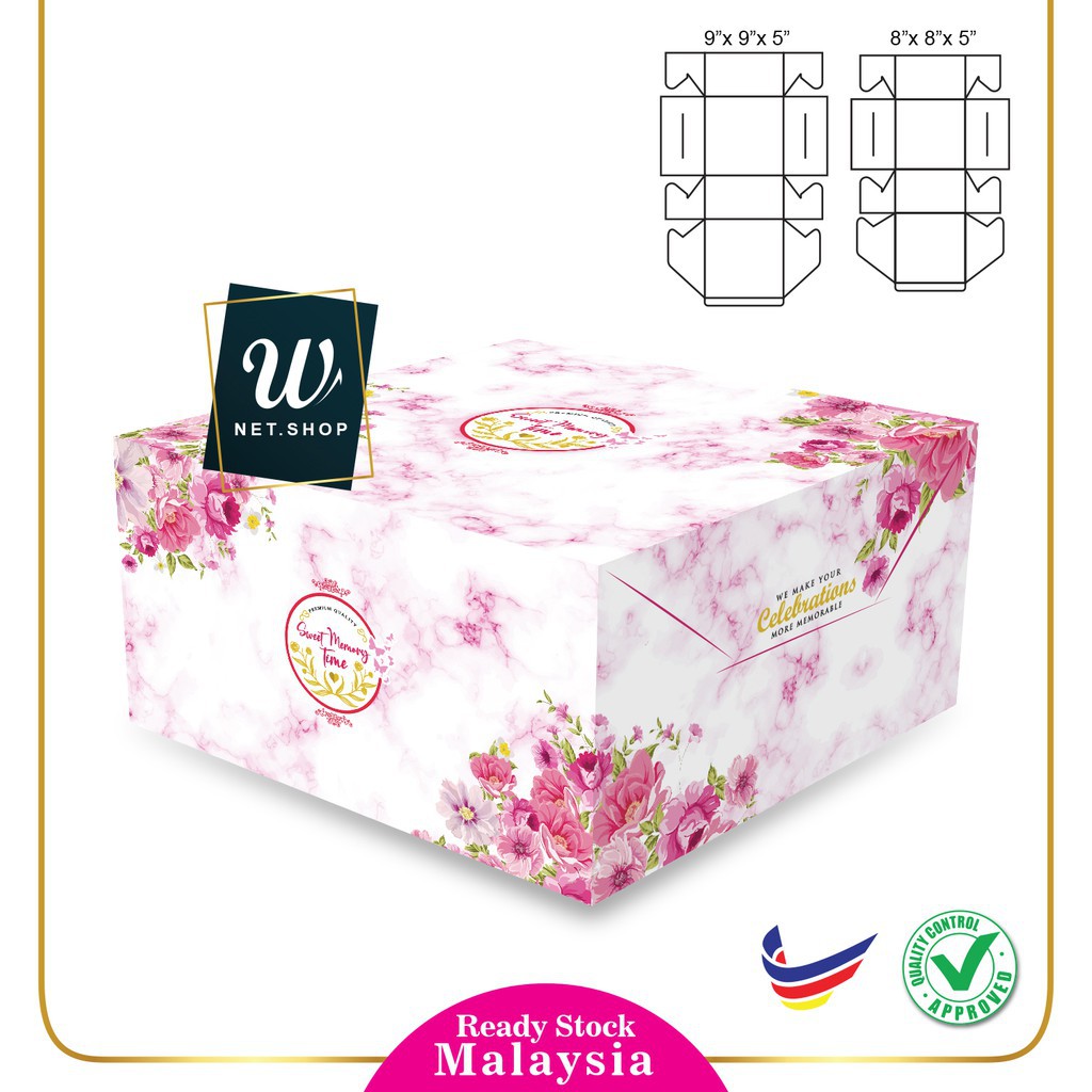 5pcs/pack Pink Marble Flower Cake box 9 inch Birthday cake box | Shopee ...
