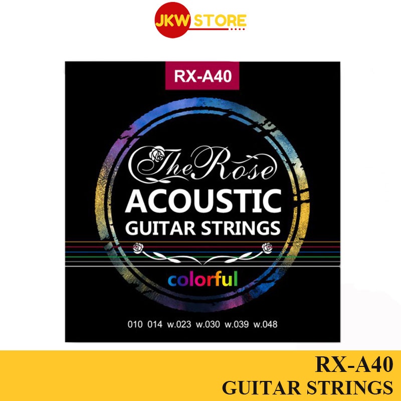 【The Rose】RX-A40 Set Acoustic Guitar String Rainbow Colorful / Tali ...
