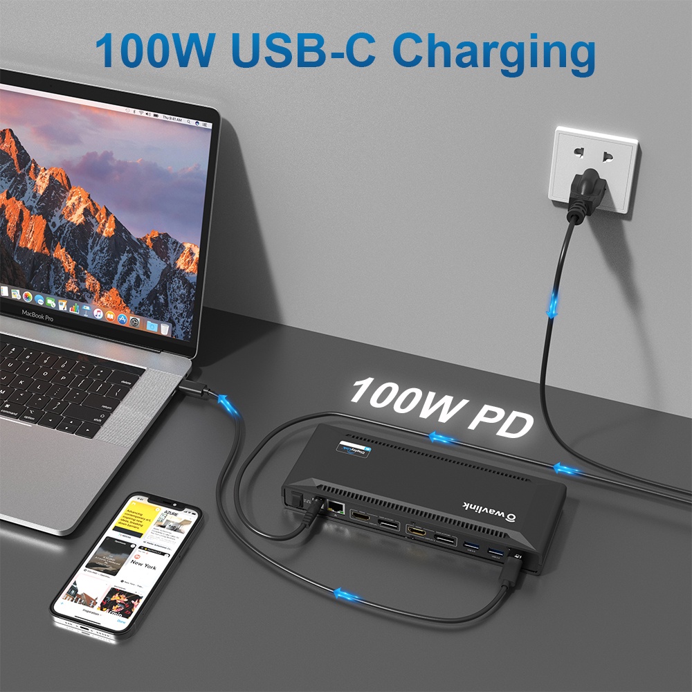 Wavlink USB-C Displaylink Universal Docking Station with Power Delivery 65W/100W For Laptop, 4K ...