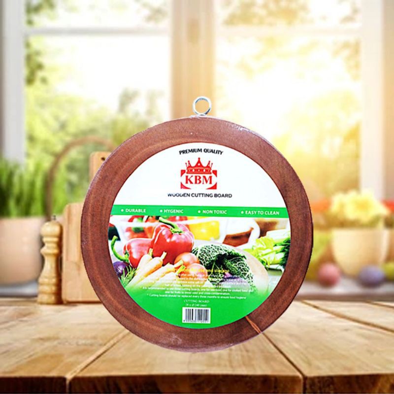 KBM PAPAN POTONG/ heavy duty wooden round chooping board /kitchen ...