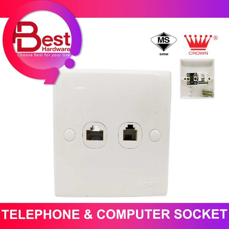 BEST HARDWARE - ORIGINAL CROWN TELEPHONE & COMPUTER SOCKET ( CAT5 ...