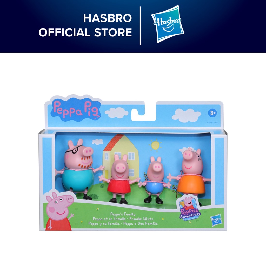 Peppa Pig Peppa's Club Peppa's Family Figure 4-Pack Toy, 4 Peppa Pig ...