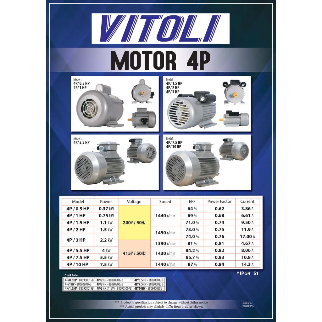 VITOLI YC 3 HP 2.2 KW Electric Induction Motor(Single Phase) Foot ...