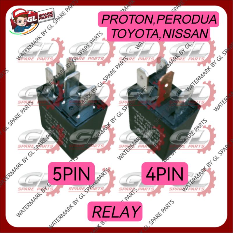 4PIN 5PIN 12V RELAY HEAD LAMP FAN POWER RELAY UNIVERSAL PROTON PERODUA ...