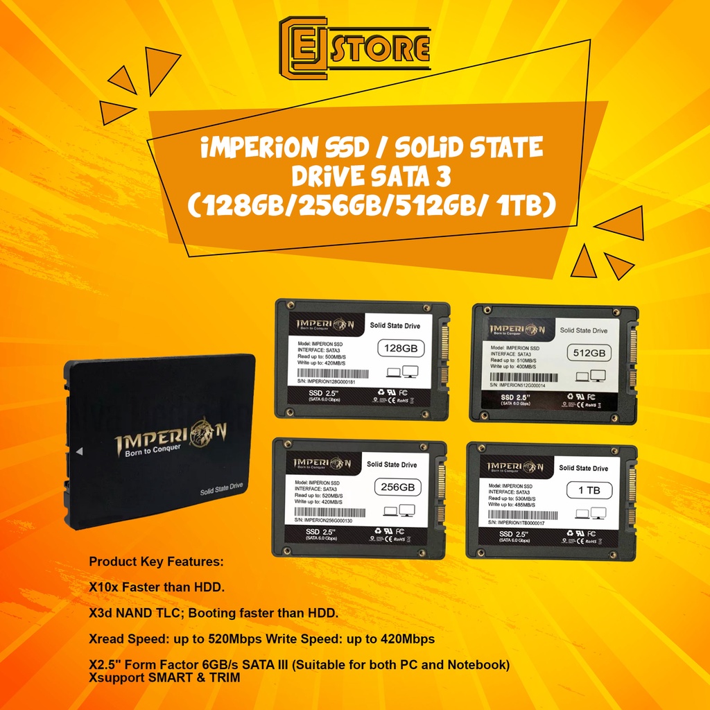 [Ready Stock] IMPERION SSD / SOLID STATE DRIVE SATA 3 128GB / 256GB ...