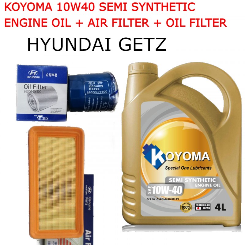 HYUNDAI GETZ AIR FILTER + OIL FILTER + KOYOMA 10W40 SEMI SYNTHETIC ...