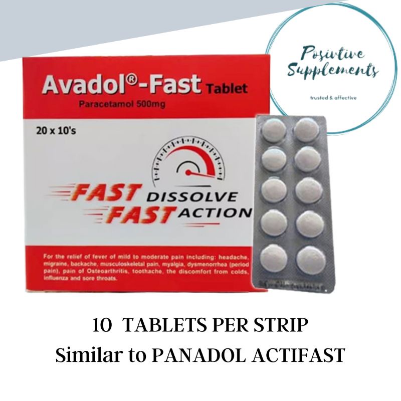 AVADOL PARACETAMOL 500MG 10 TABLETS (Similar to Actifast) | Shopee Malaysia