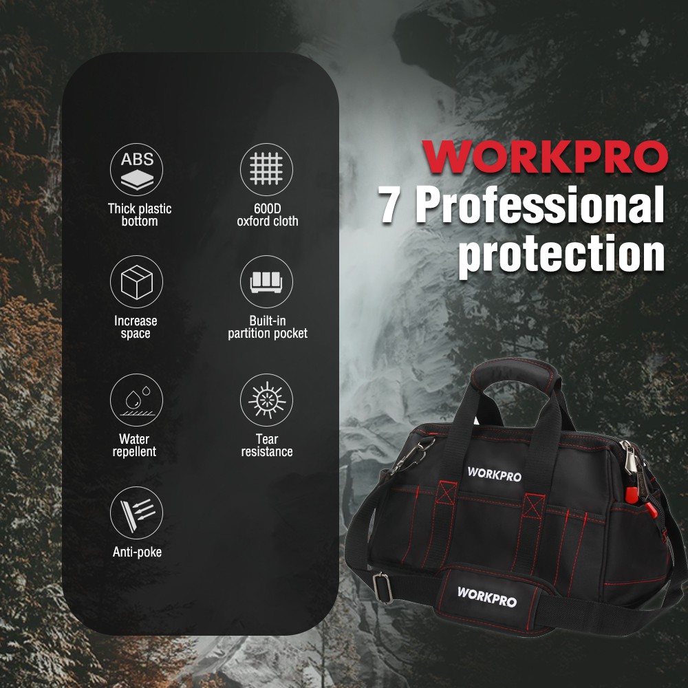 WORKPRO 16 Inches Tool Bag Multifunctional Bags for Tools Hardware ...
