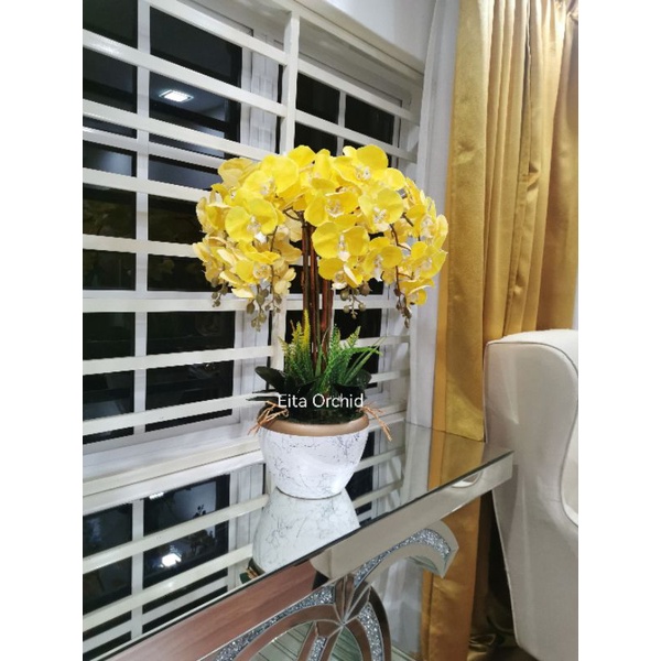 gubahan orkid latex 7 tangkai pasu ceramic orchid siap gubah keliling ...