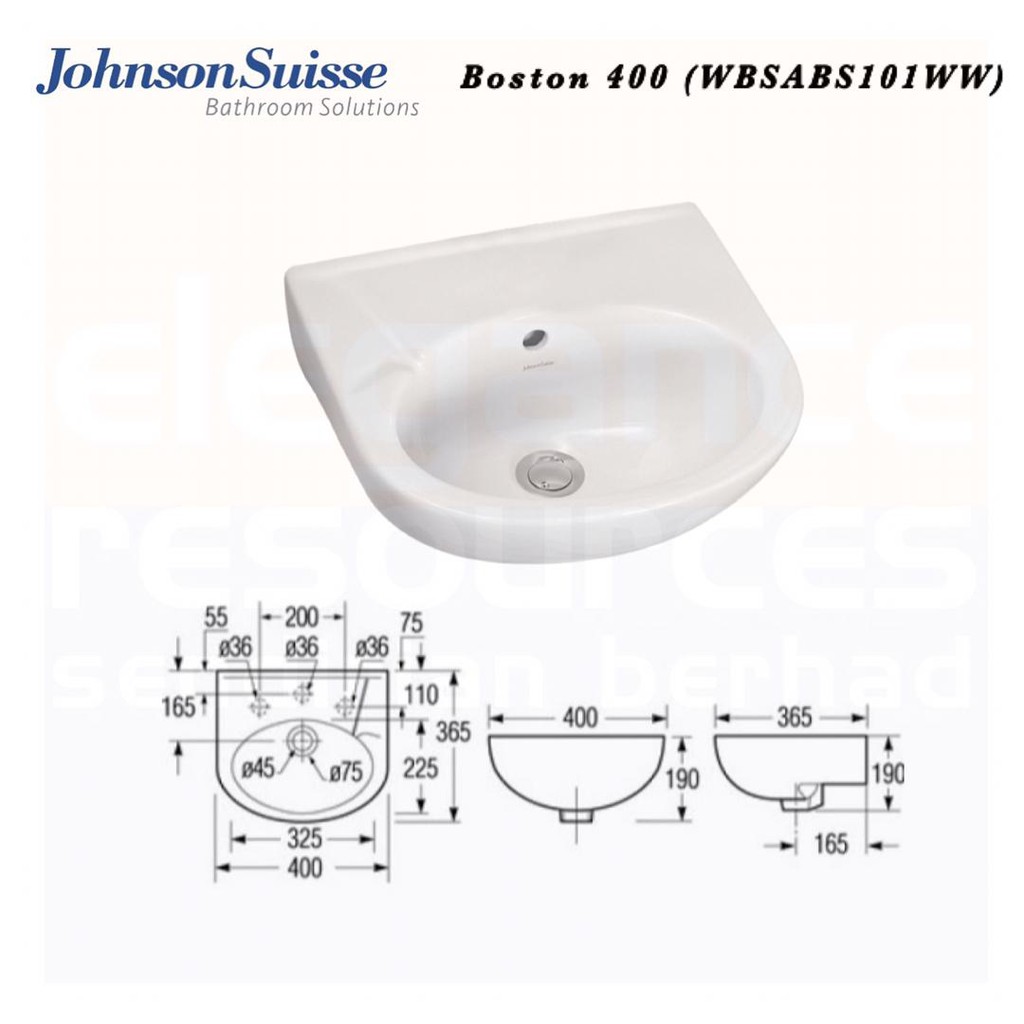 Johnson Suisse BOSTON400 Wall Hung Wash Basin. | Shopee Malaysia
