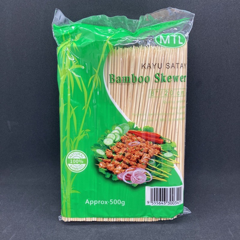 TAPAU - 20cm Bamboo Skewer [ 500gm± ] Lidi Sate / Satey / Satay Stick 8 ...