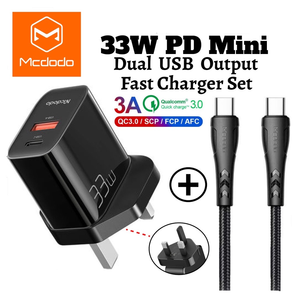 MCDODO CH-0912 33W Fast Charger Adapter + Type-C To Type C Cable / PD ...