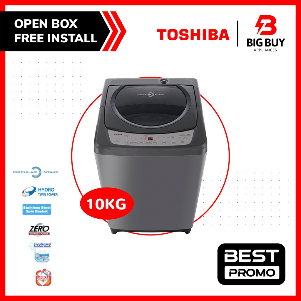 TOSHIBA 10KG AW-H1100GM Circular Air Intake Top Load Washing Machine ...