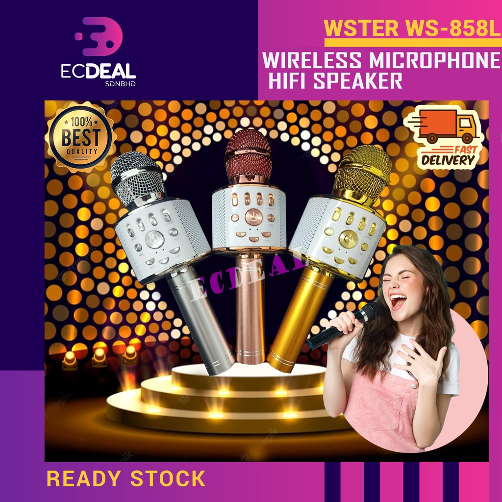 (READY STOCK) WSTER WS-858L WIRELESS MICROPHONE HIFI SPEAKER HANDHELD KTV | Shopee Malaysia