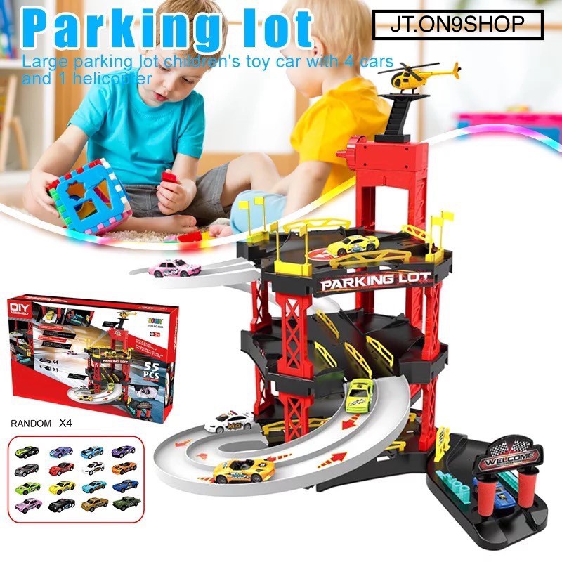 Mega Track Toy 55Pcs / 24Pcs DIY Architectural Model Engineering Car Parking Lot, Racing Toy ...