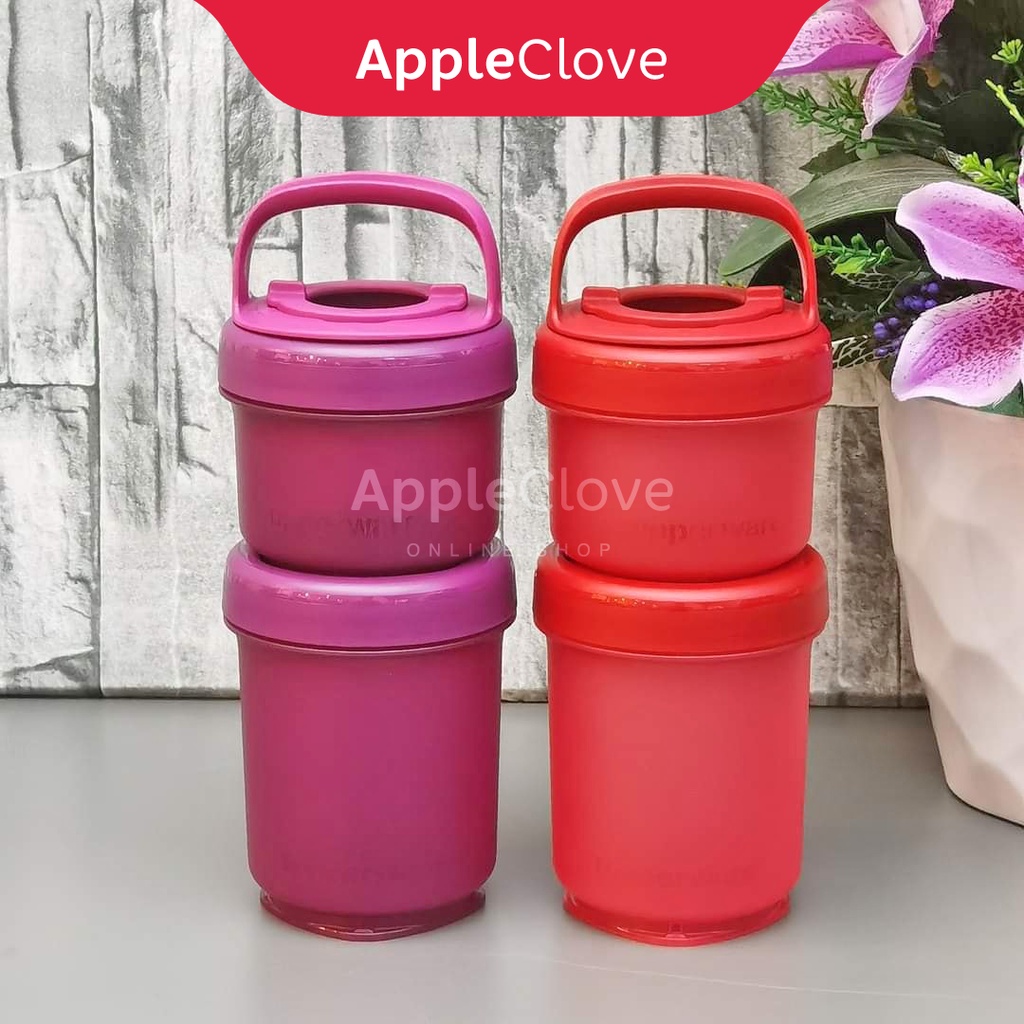 Tupperware Twist N Snack Set Purple Red 200ml 350ml PWP Portable ...
