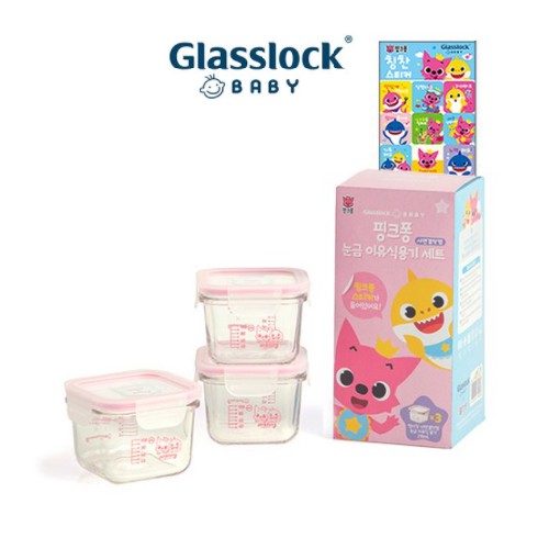 [Glasslock] Baby Food Storage Container 210ml 3p Set (with a Four-Sided ...