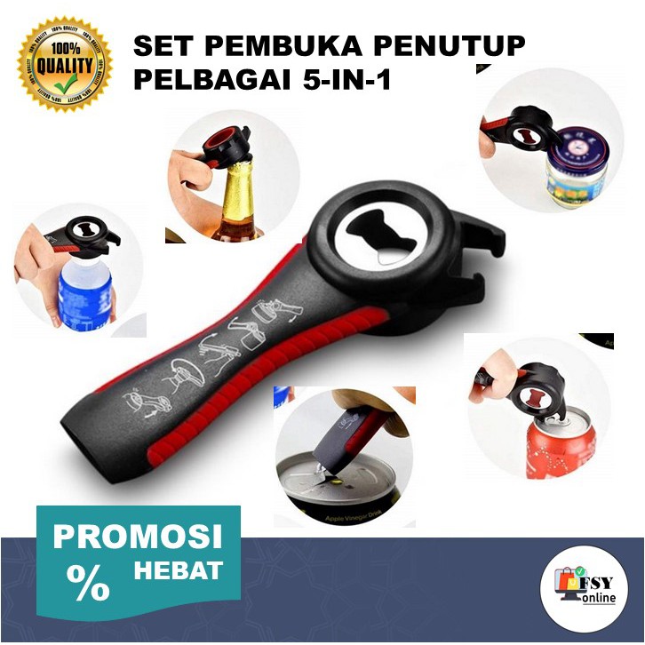 [Ready Stock] Set Pembuka Penutup Pelbagai 5-in-1 Pembuka Botol Pembuka ...