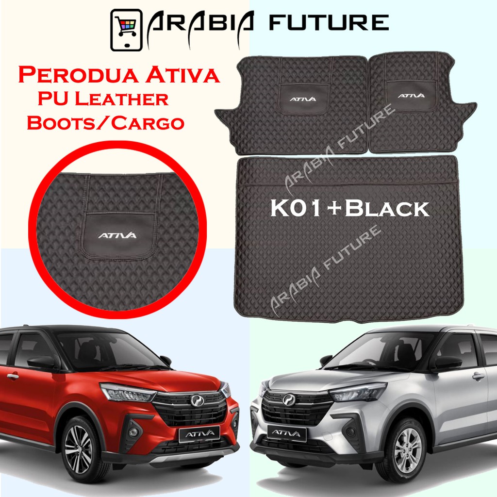 Perodua Ativa CVT PU Leather Rear Boot Mat with Cover Seat logo boots ...