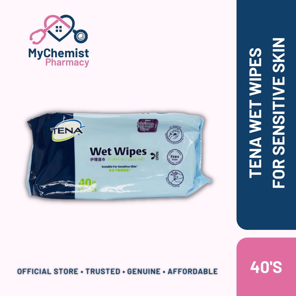 Tena Wet Tissue 40's for Sensitive Skin (Tisu Basah untuk Dewasa ...
