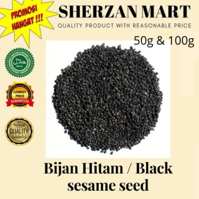 Bijan Hitam(biji) / Black sesame Seeds - 50g & 100g (Halal) | Shopee ...