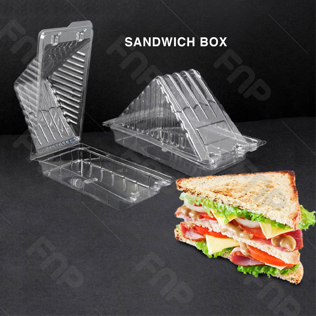 DISPOSABLE 3 LAYERS SANDWICH BOX PLASTIC TRANSPARENT/ Plastik Sandwich ...