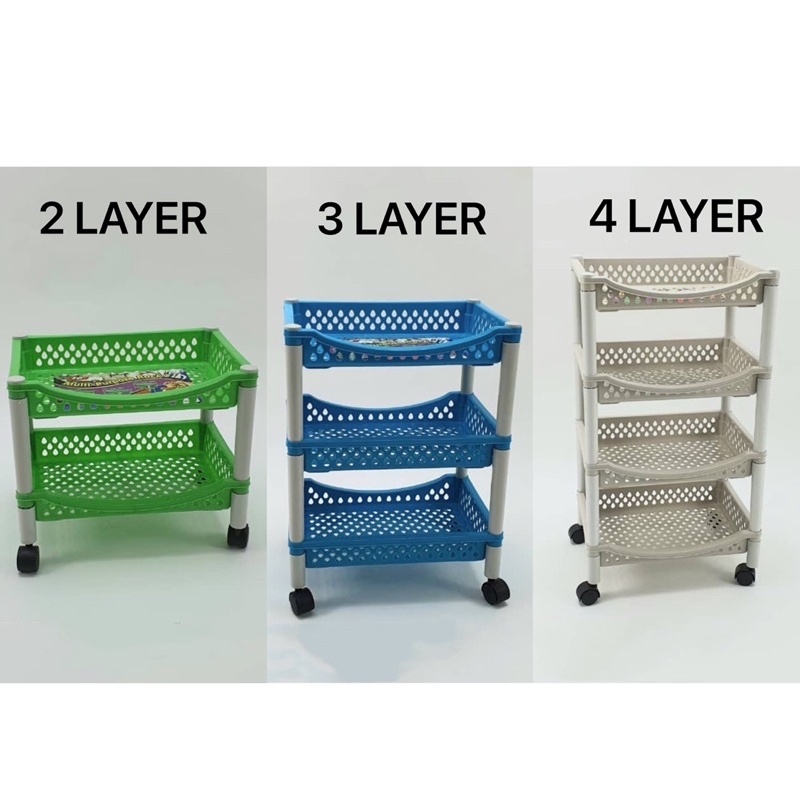 2/3/4 Tier Multipurpose Storage Rack Trolley Rack With Wheel Kitchen ...