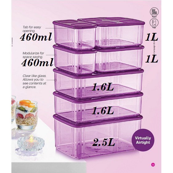 *1pc/2pcs*Tupperware Fresh N Clear Fridge Pantry keep fresh Set Purple ...