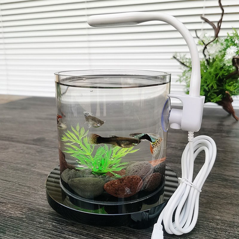 Aquarium clip light USB aquatic lamp round cylinder suction cup fish ...