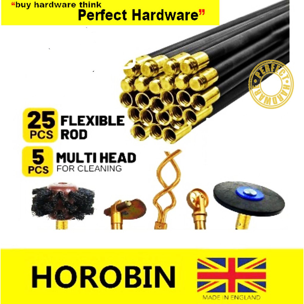 HOROBIN SEWAGE CLEANING ROD POLYPROPLENE WITH 5PCS ACCESSORIES DRAIN ...