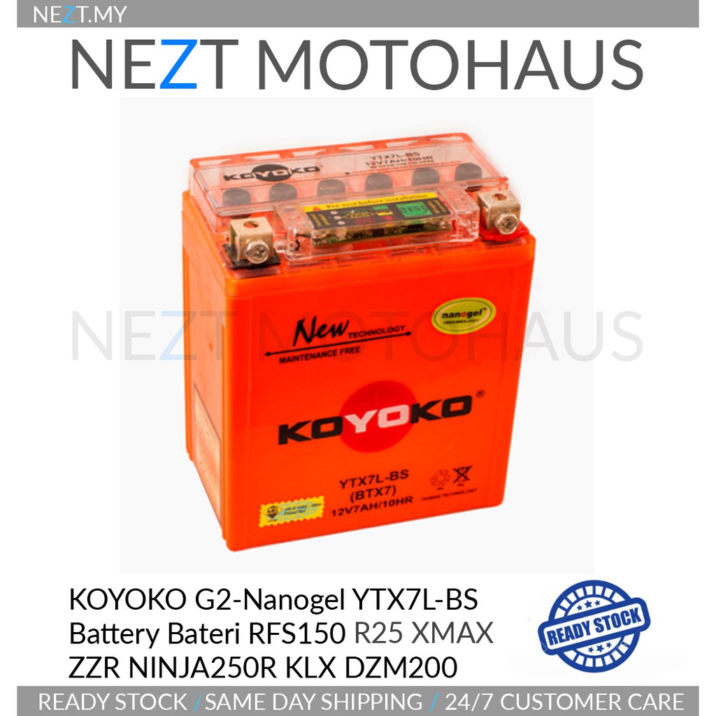 KOYOKO G2-Nanogel YTX7L-BS Battery Bateri R25 RFS ZZR NINJA250R KLX ...