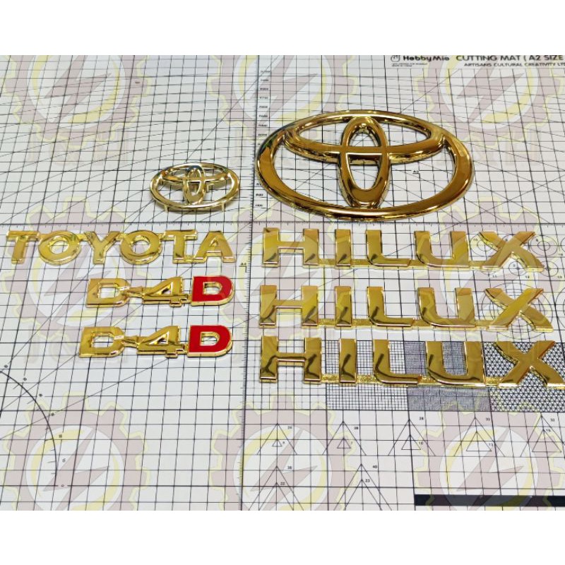 GOLD SET ORIGINAL SIZE TOYOTA HILUX 2005-2015 VIGO EMBLEM / LOGO ...