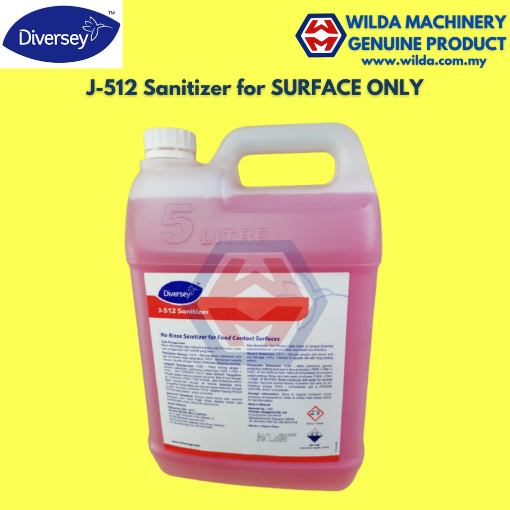 J-512 Diversey ,Surface Sanitizer / Food Grade, Sanitizer 99.9% ...
