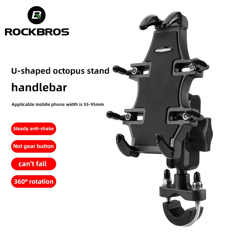 ROCKBROS Bike Phone Holder 360° Rotatable Aluminum Adjustable Non-slip Motorcycle Accessories ...