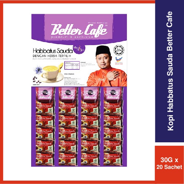 𝐊𝐨𝐩𝐢 𝐇𝐚𝐛𝐛𝐚𝐭𝐮𝐬 𝐒𝐚𝐮𝐝𝐚 (papan) Better Cafe By Munif Hijjaz 30G x 20 Sachets | Shopee Malaysia