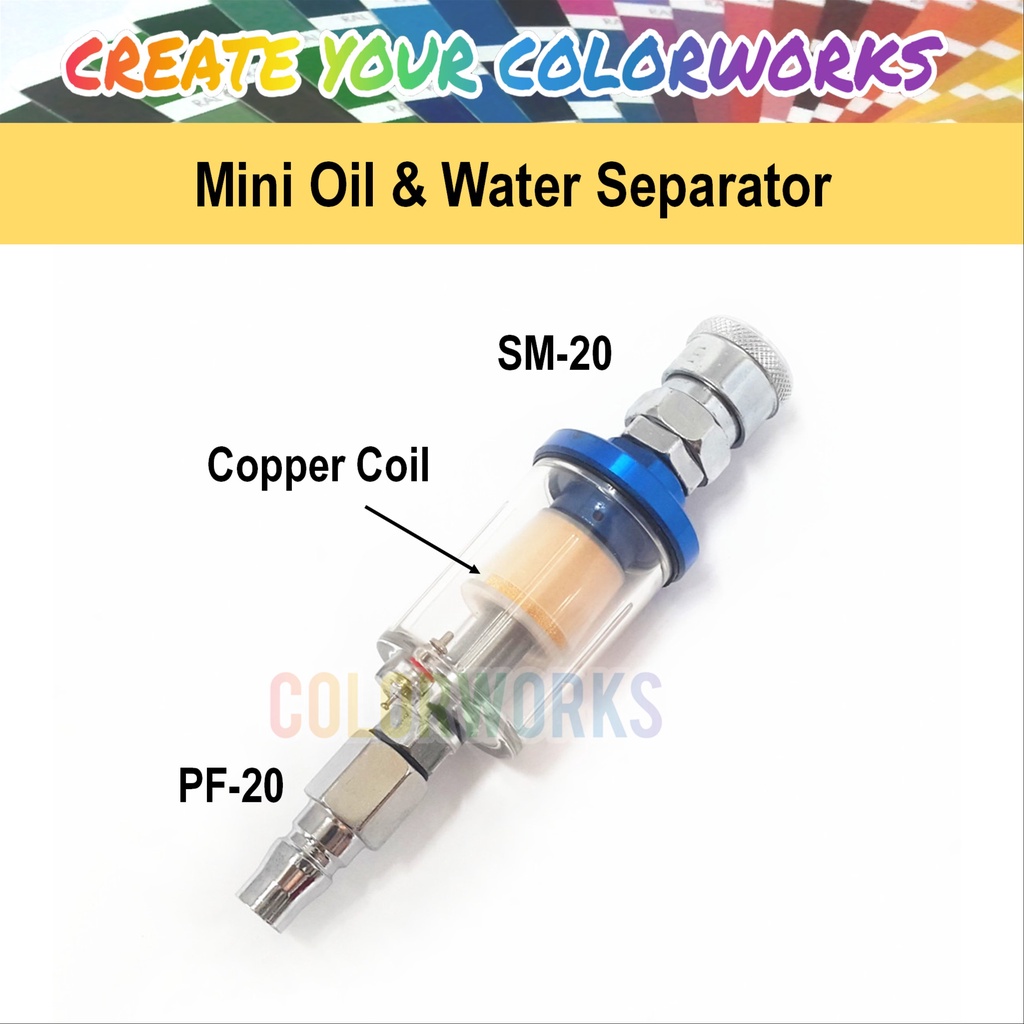 (1pc) 1/4" mini oil water separator, water oil filter with integrated ...