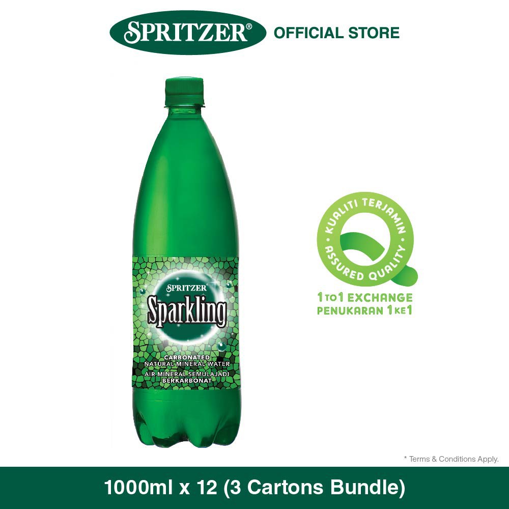 Spritzer Sparkling Mineral Water - 3 Cartons (1000ml x 12) | Shopee Malaysia