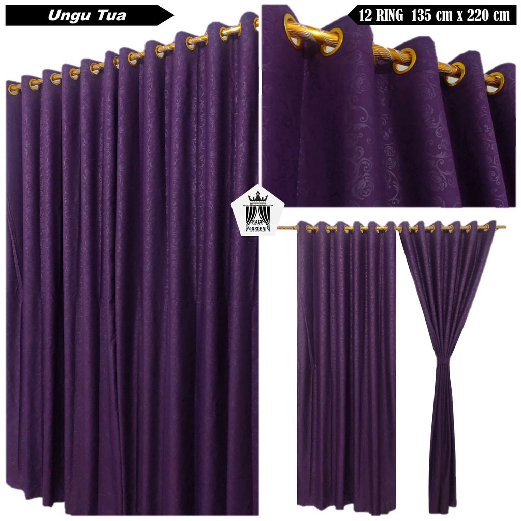 UNGU Plain Embossed Dark Purple Curtains Door Curtains Room Window ...